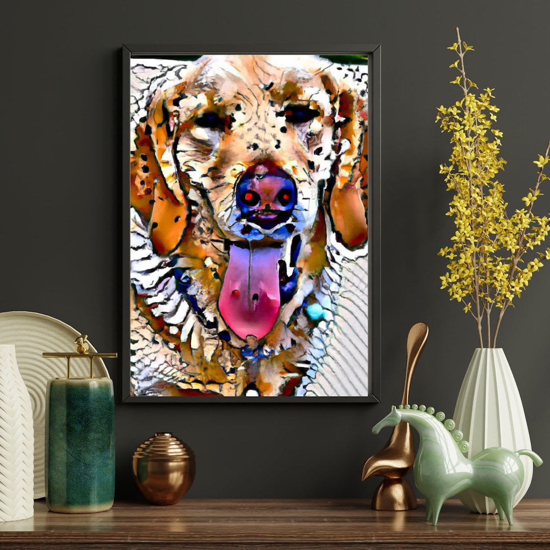 Golden Retriever Modern Dog Art for Dog Dad Dog Person Gift for Him ...