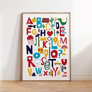 English Alphabet Poster, ABC Poster, Nursery Decor, Alphabet Art - Etsy