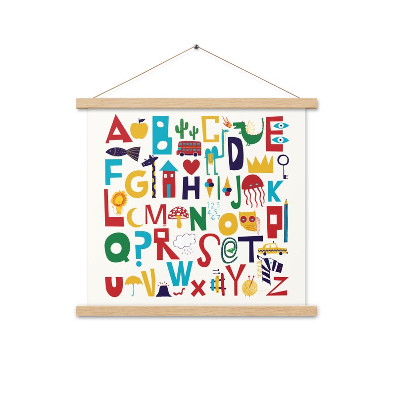 English Alphabet Poster With Hangers, ABC Poster, Alphabet Art in a ...