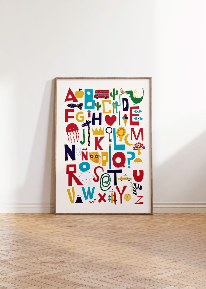 Spanish Alphabet Poster, ABC Alphabet Spanish Poster, Alphabet Art ...