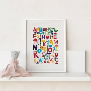 English Alphabet Poster, ABC Poster, Nursery Decor, Alphabet Art - Etsy