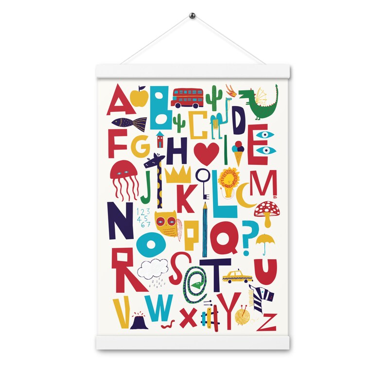English Alphabet Poster With Hangers, ABC Poster - Etsy