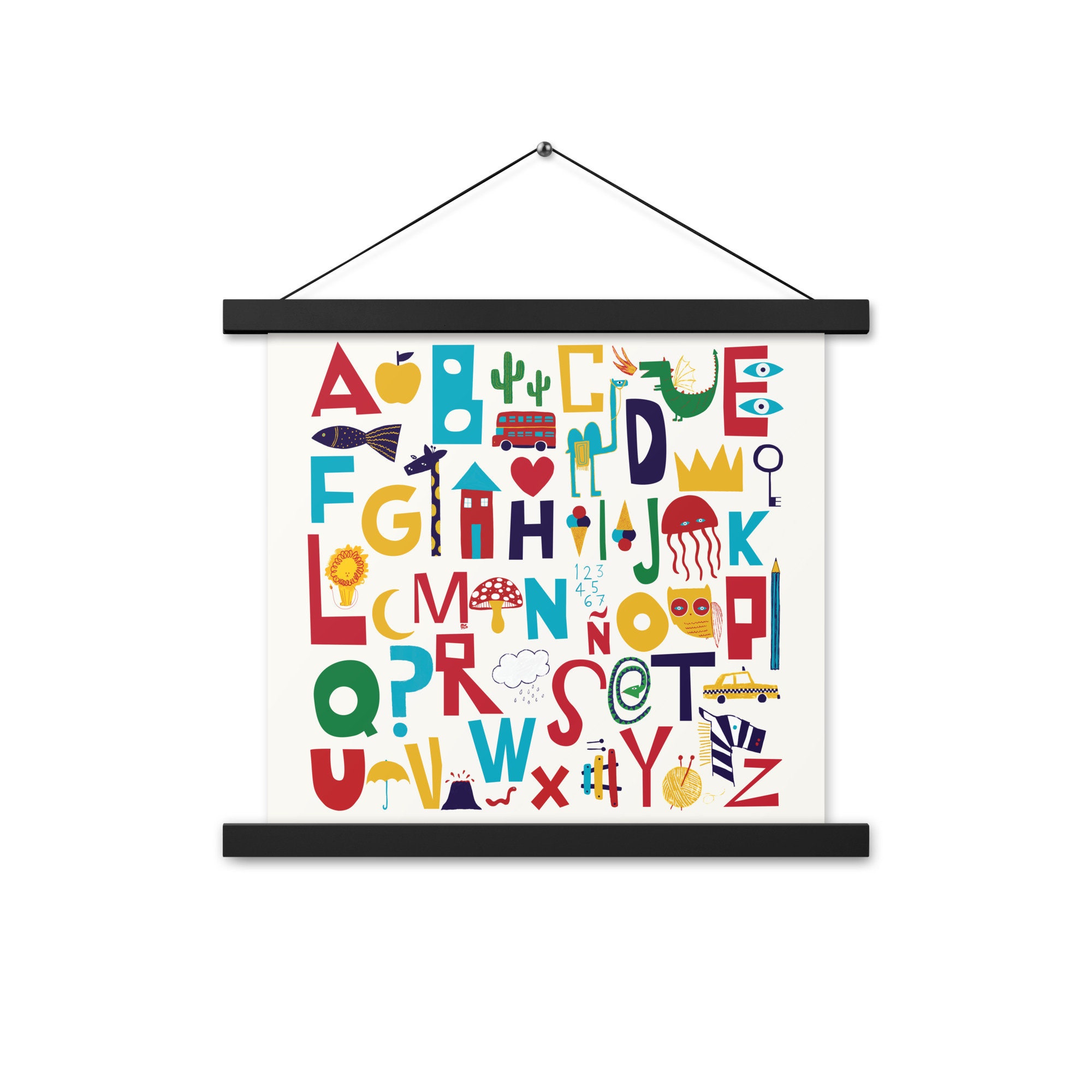 Spanish Alphabet Poster With Hangers Alphabet Art in a Square - Etsy