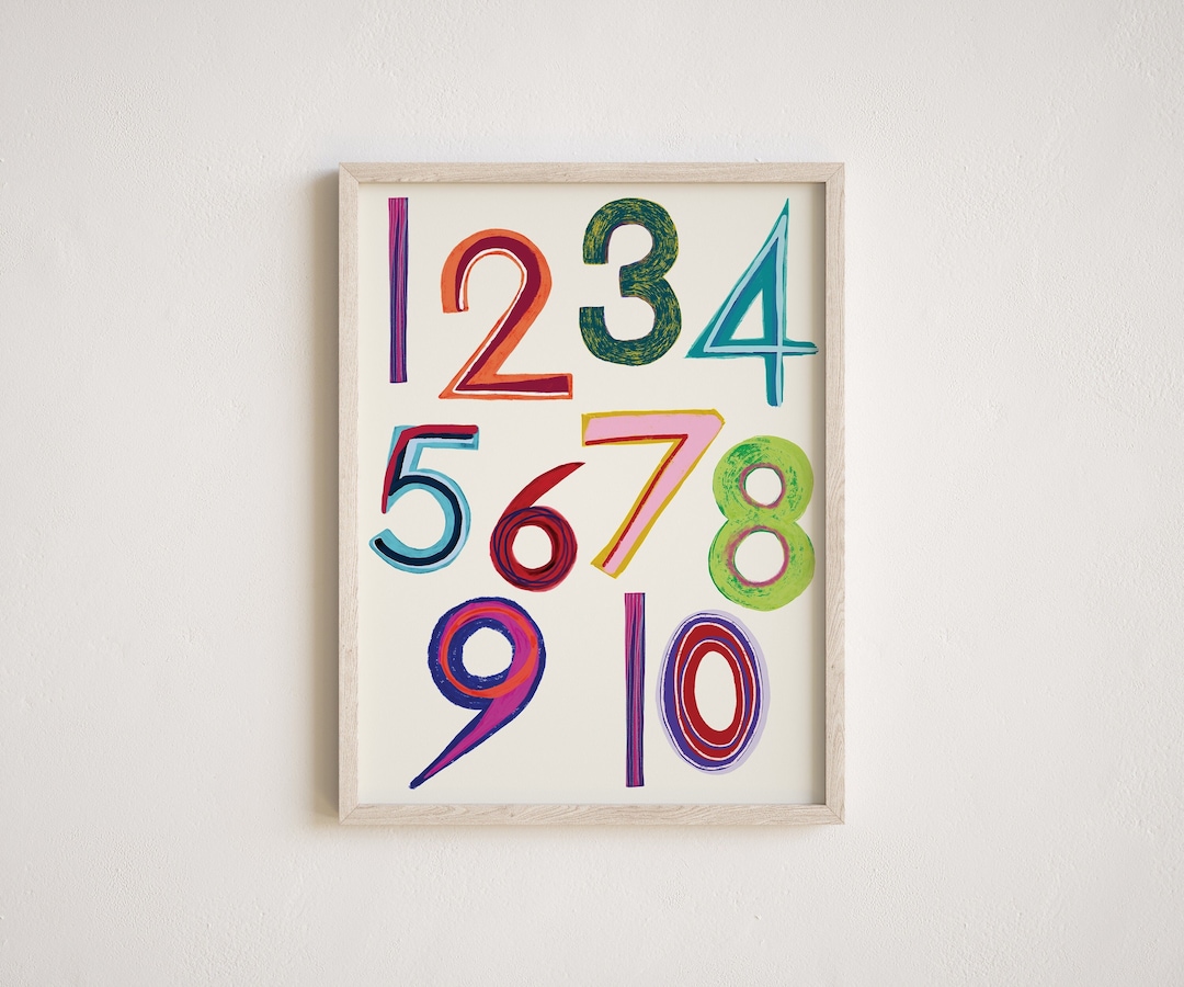Number Poster, Number Wall Art, Nursery Wall Art, Kids Room Decor ...