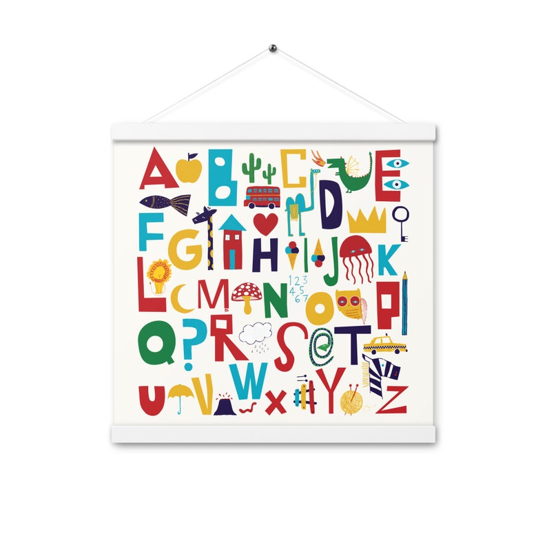 English Alphabet Poster With Hangers, ABC Poster, Alphabet Art in a ...