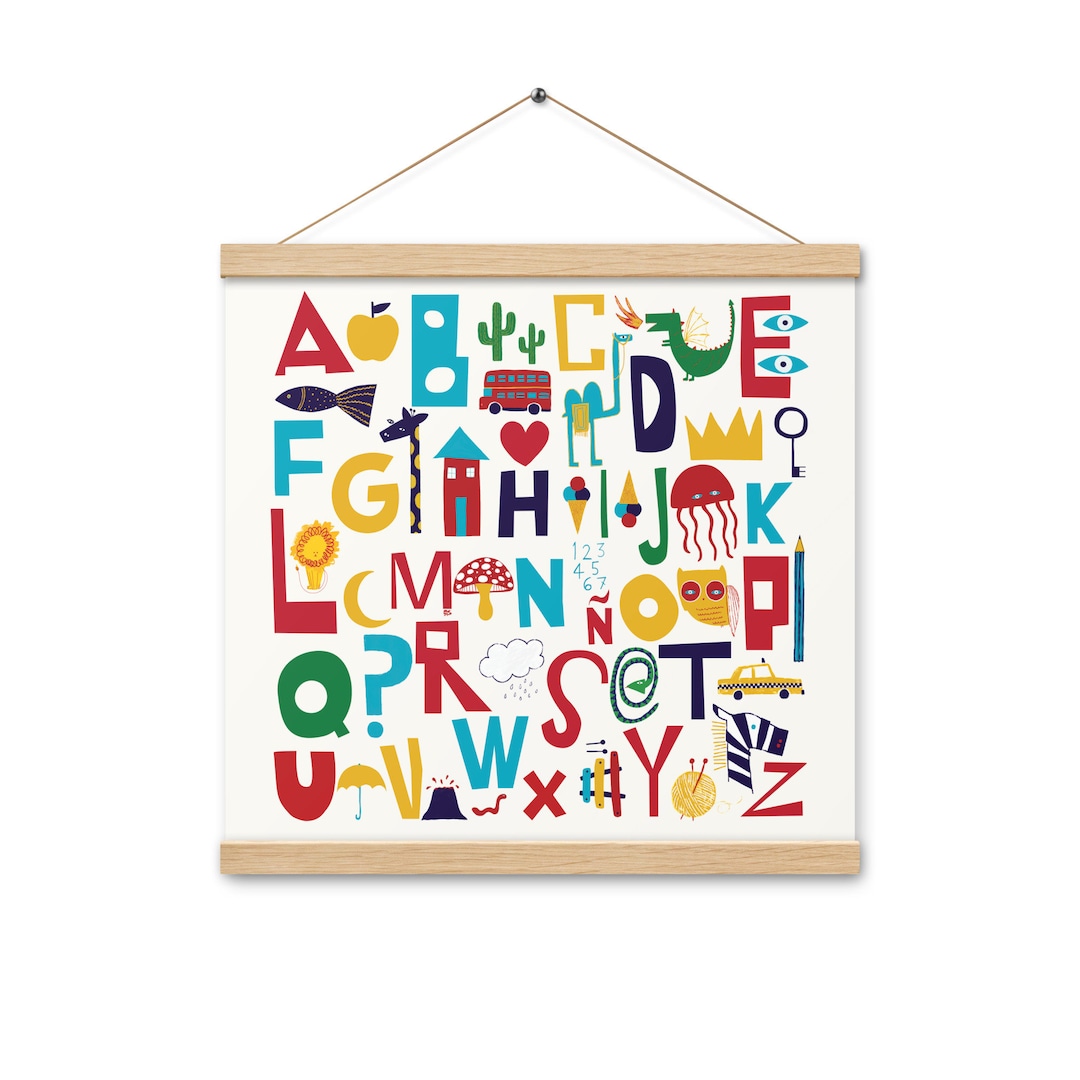 Spanish Alphabet Poster With Hangers, Alphabet Art in a Square Shape - Etsy