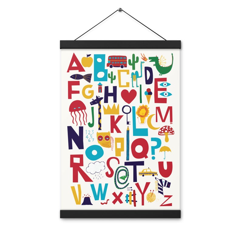 English Alphabet Poster With Hangers, ABC Poster - Etsy