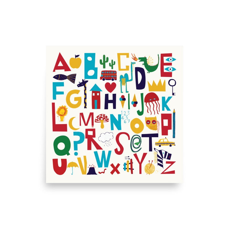 English Alphabet Poster, ABC Poster, Nursery Decor, Alphabet Art in a ...