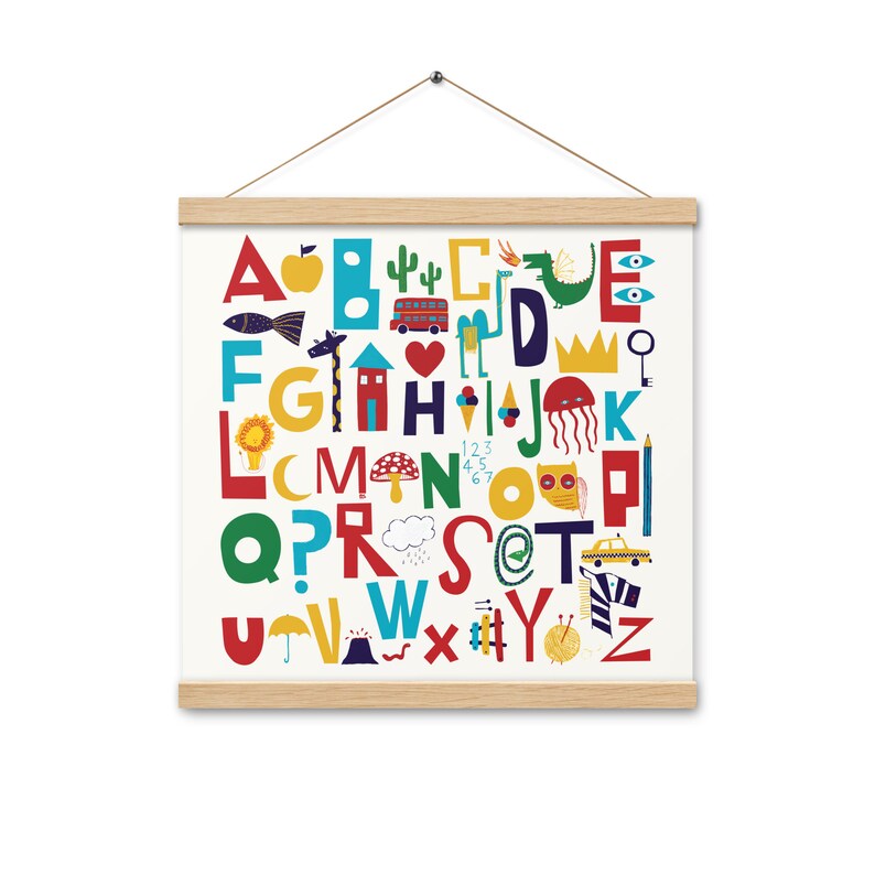 English Alphabet Poster With Hangers, ABC Poster, Alphabet Art in a ...