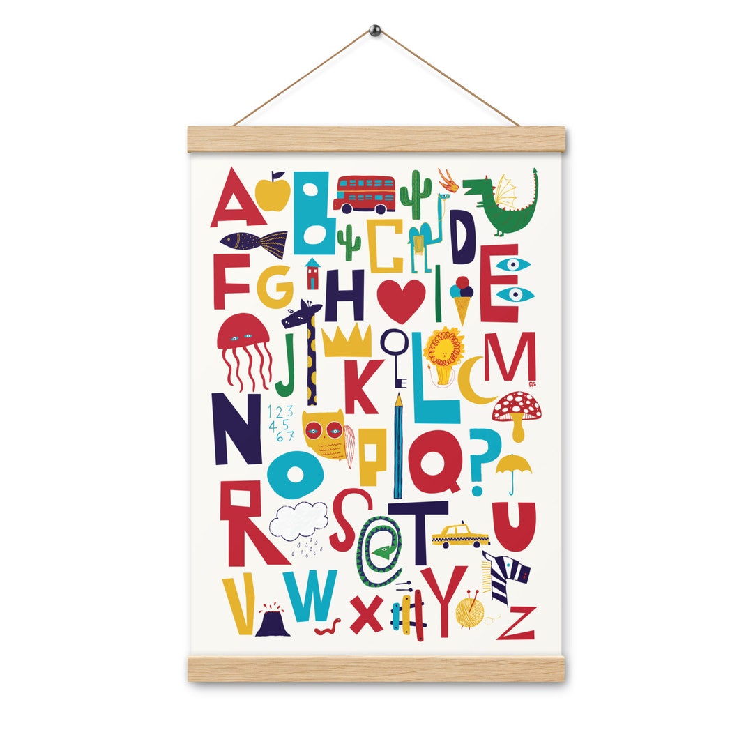 English Alphabet Poster With Hangers, ABC Poster - Etsy