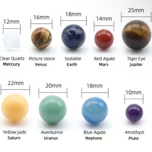 Gemstone Planets Crystal Marbles Set Home Decor Healing Crystal Planets ...