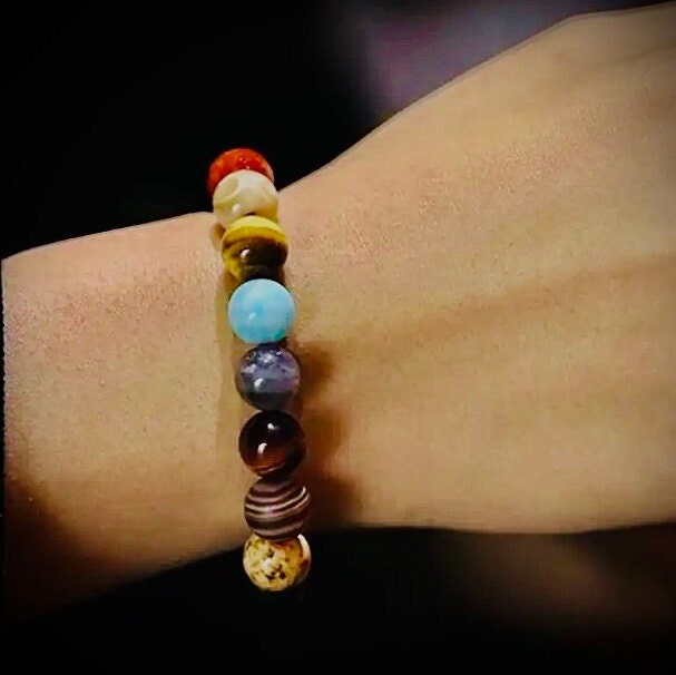 Universe Galaxy Nine Planets Bracelet Natural Healing Stone - Etsy
