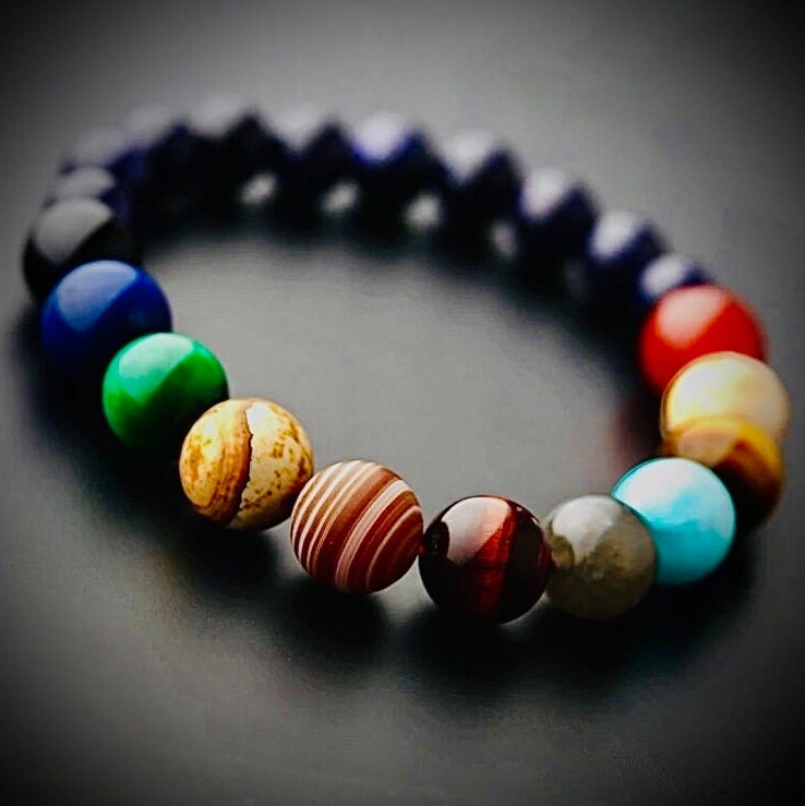 Universe Galaxy Nine Planets Bracelet Natural Healing Stone - Etsy