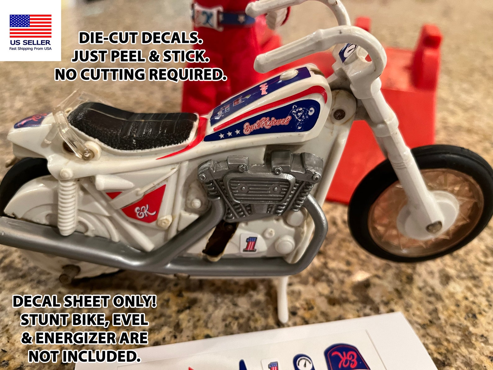 Evel Knievel 1975 Stunt Bike Custom REPLACEMENT Die-cut DECAL Set - Etsy