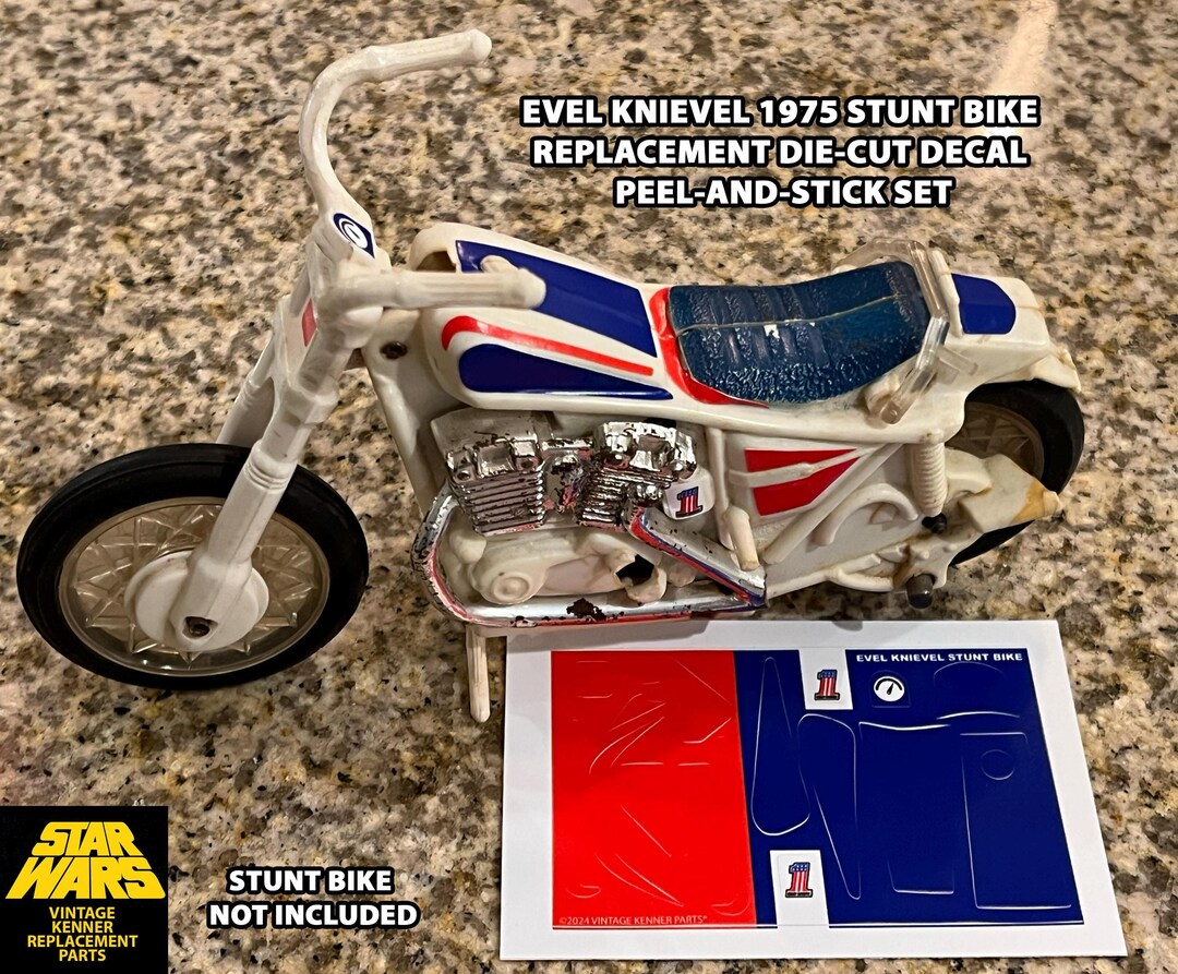 Evel Knievel 1975 Original White Stunt Bike Custom REPLACEMENT Die-cut ...