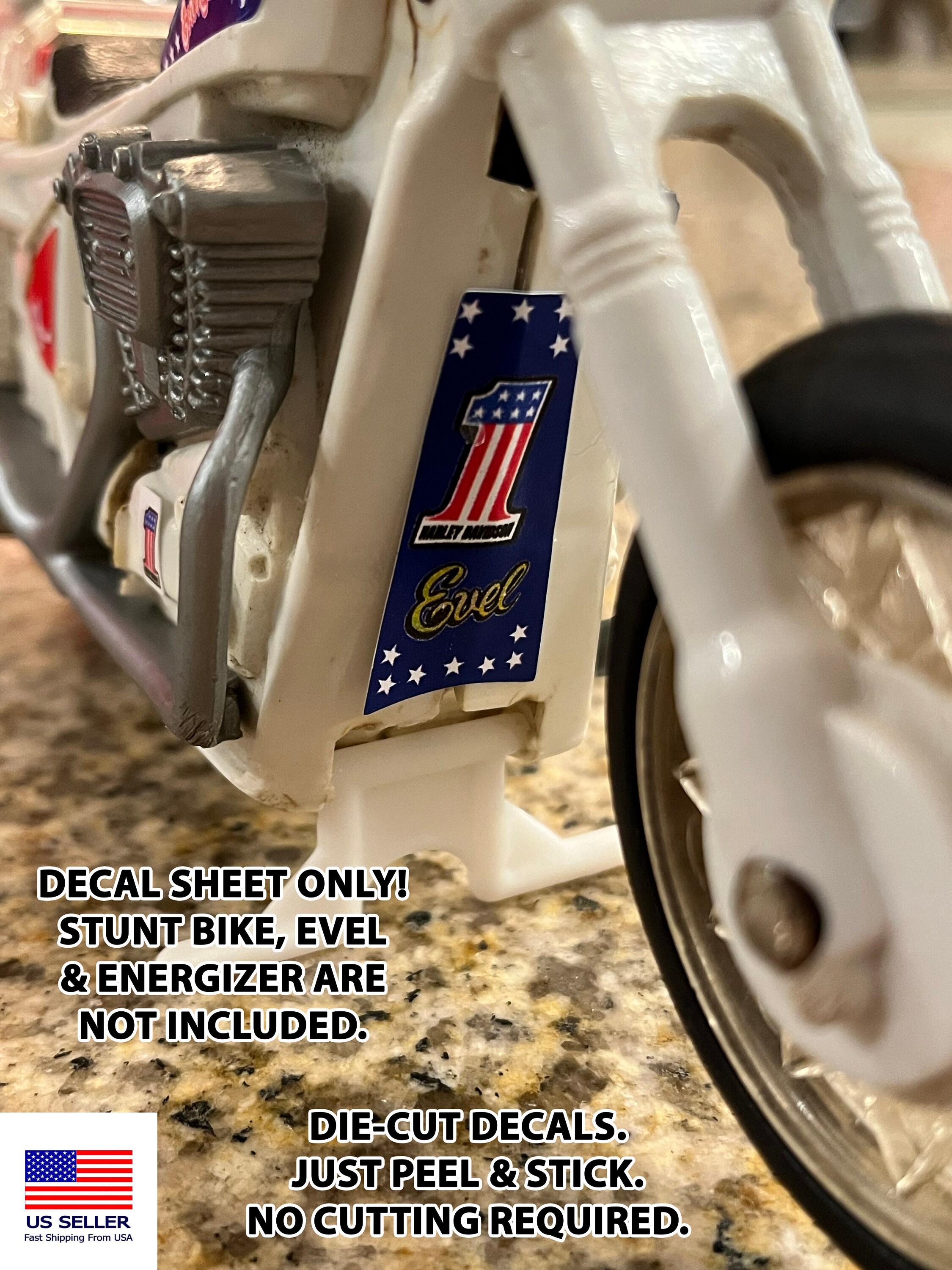 Evel Knievel 1975 Stunt Bike Custom REPLACEMENT Die-cut DECAL Set - Etsy