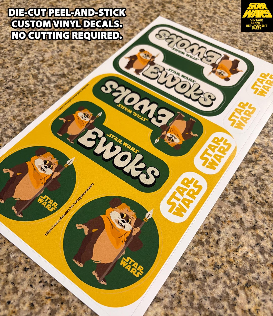 Custom STAR WARS EWOKS 3" to 5" Die-cut Peel-and-stick Ten Vinyl Decal ...