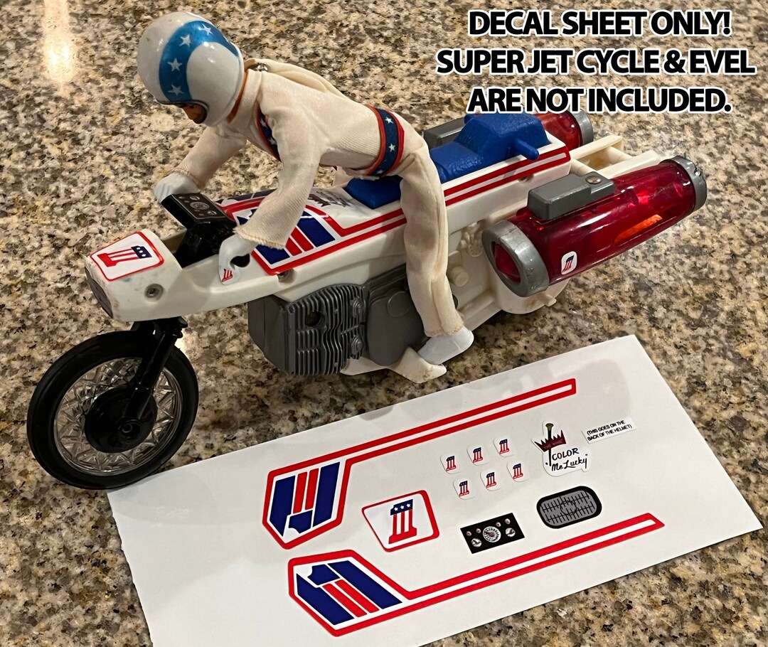 Evel Knievel 1976 Super Jet Cycle REPLACEMENT Die-cut DECAL Set - Etsy