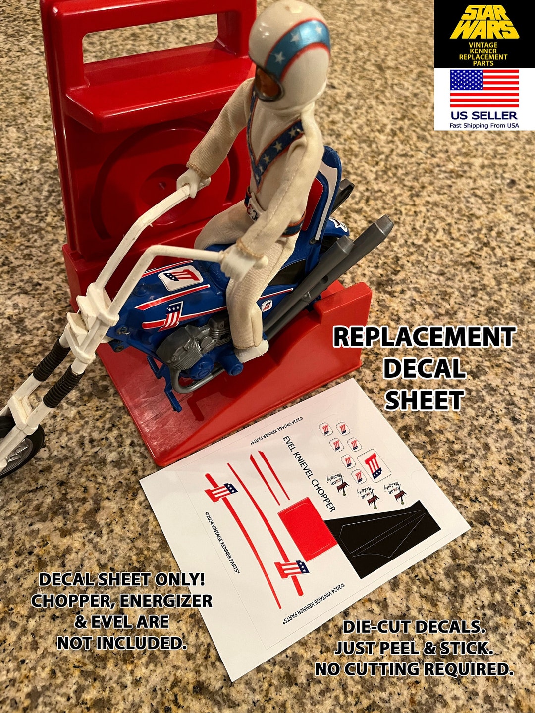 Evel Knievel 1975 Chopper REPLACEMENT Die-cut DECAL Set - Etsy