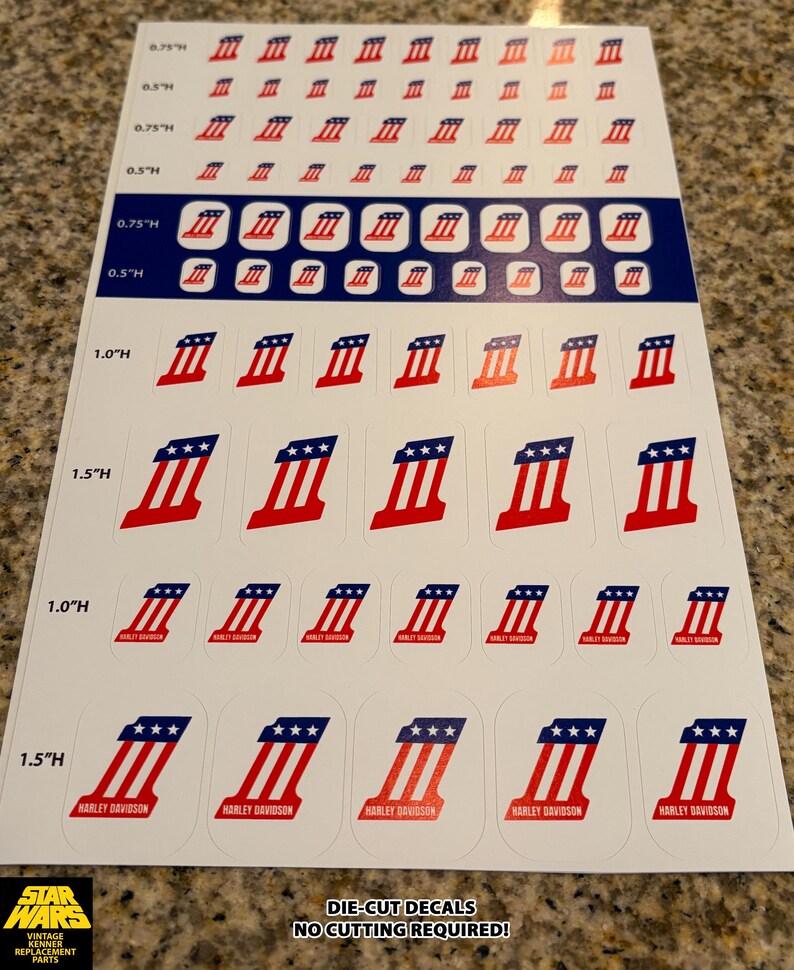 76 Evel Knievel Custom Die-cut Peel-and-stick NUMBER ONE DECALS Various ...