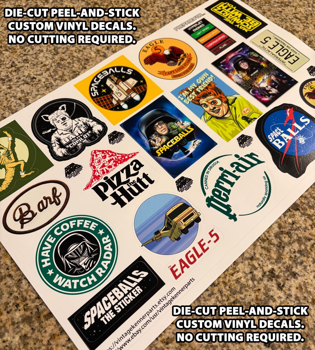 Custom SPACEBALLS THE DECALS Die-cut Peel-and-stick Eighteen Vinyl ...