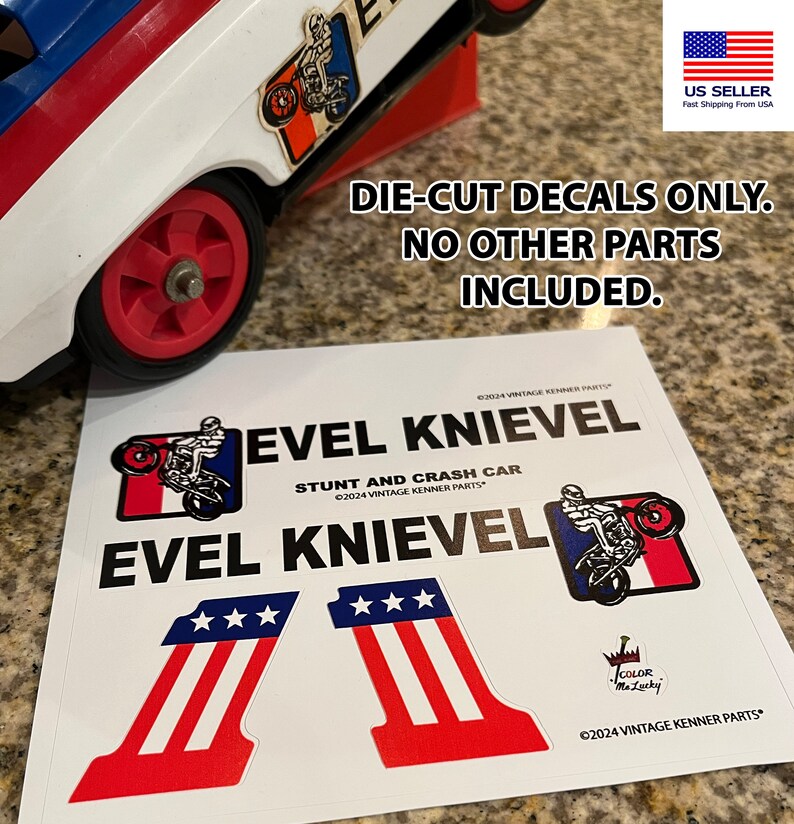 Evel Knievel 1974 Stunt and Crash Car REPLACEMENT Die-cut DECAL Set - Etsy