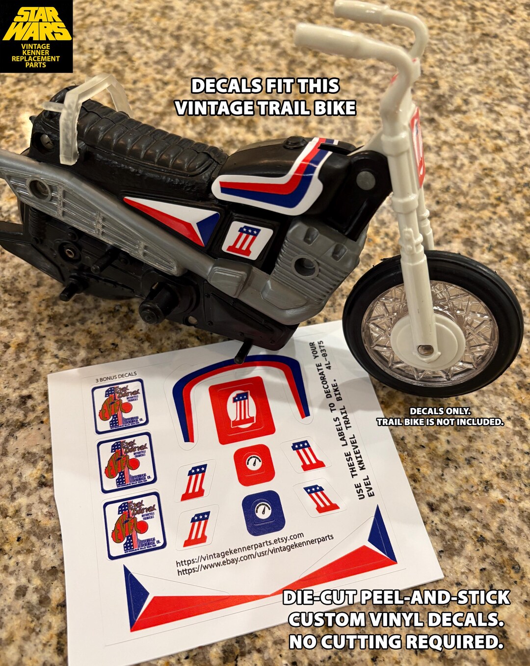 Fits EVEL KNIEVEL TRAIL Bike Custom Die-cut Peel-and-stick Decals - No ...