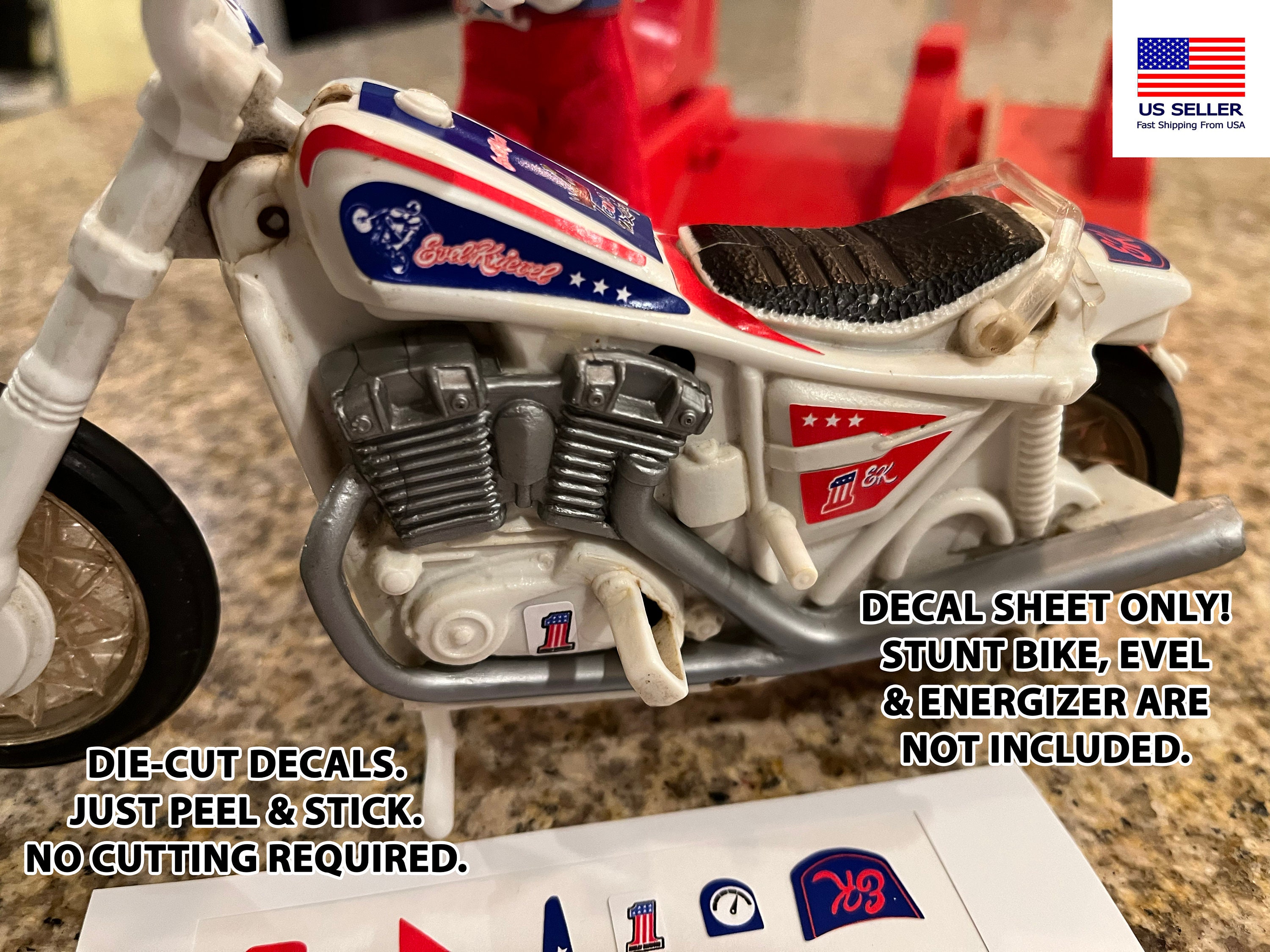 Evel Knievel 1975 Stunt Bike Custom REPLACEMENT Die-cut DECAL Set - Etsy