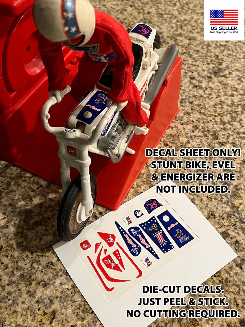 Evel Knievel 1975 Stunt Bike Custom REPLACEMENT Die-cut DECAL Set - Etsy