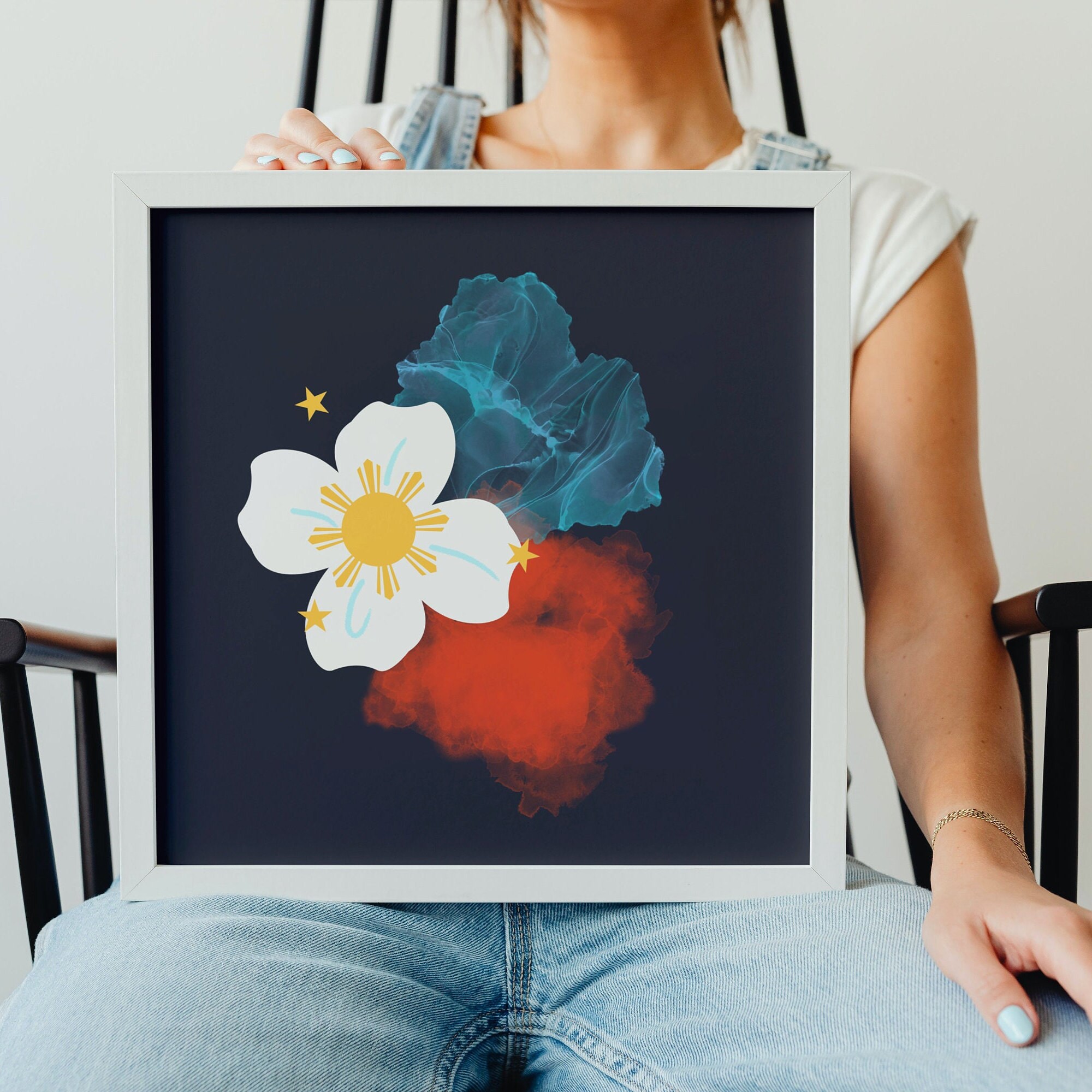 Philippine Flag Butterfly Art PRINT | Black Background | Filipino Wall ...
