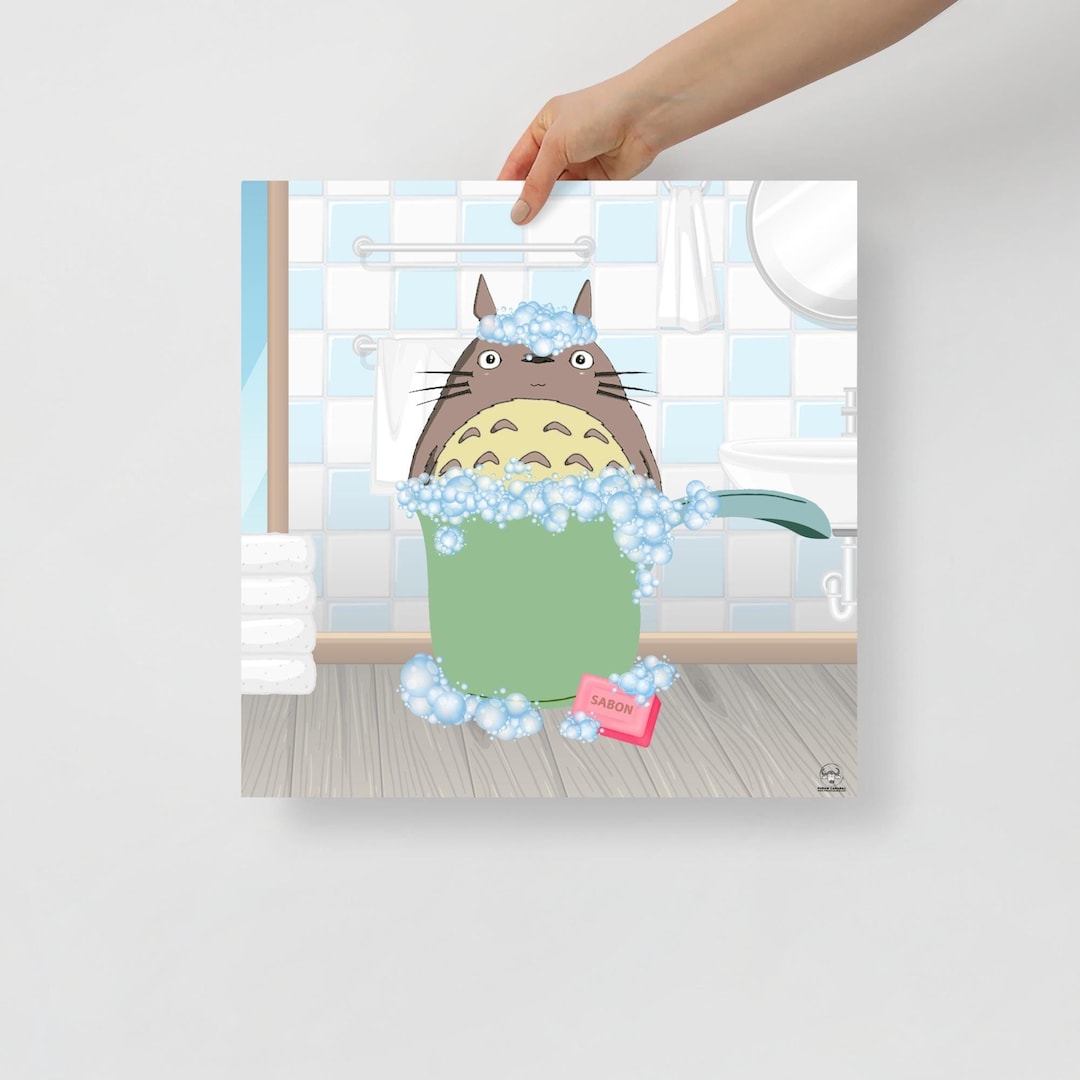 Tabo Totoro Bath Art Print | Filipino Totoro Art | Bathroom Wall Art ...