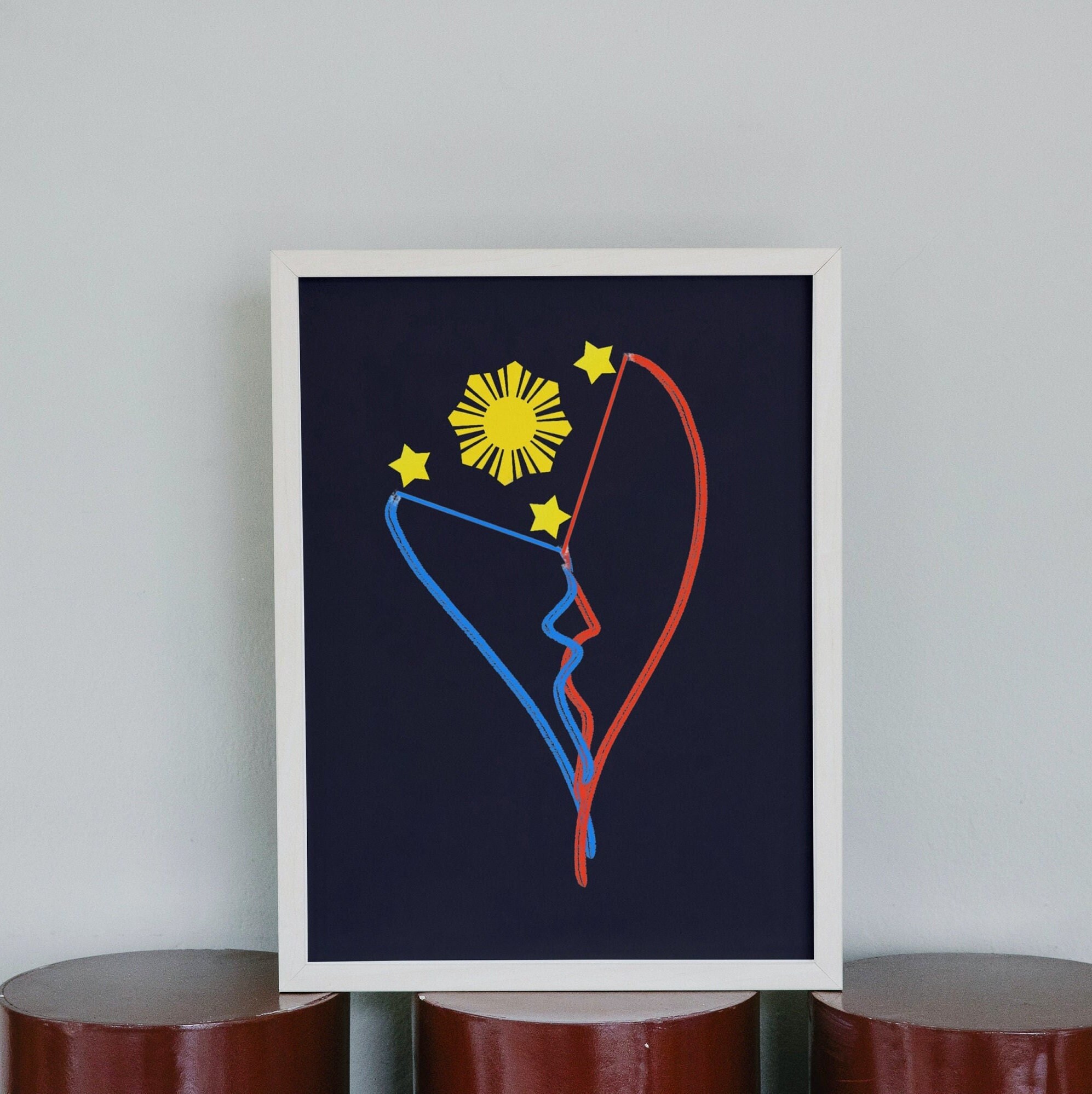 Philippines Flag Art | Handmade Gift | Filipino Gifts | Heart ...