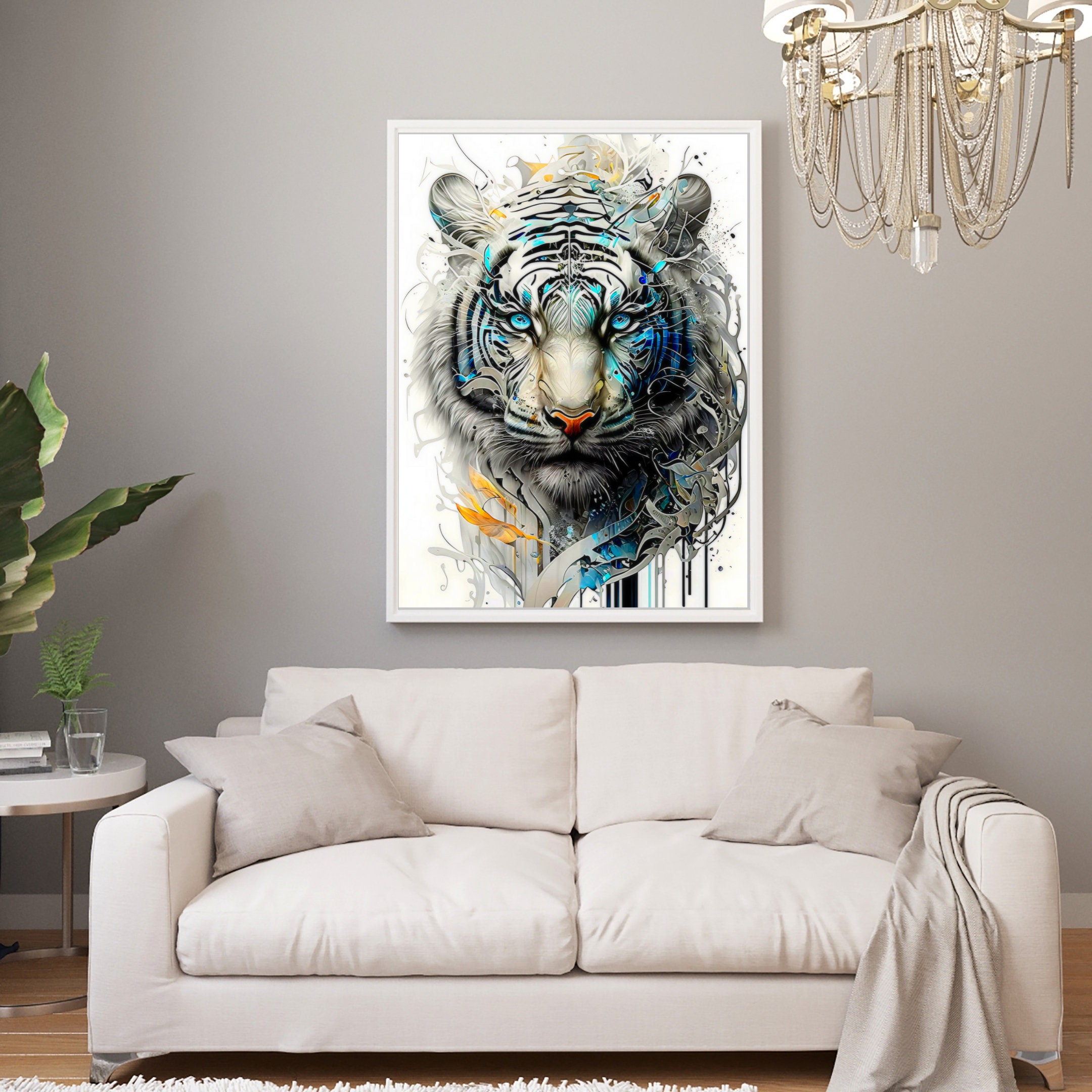White Majestic Tiger | Tiger Creative Wall Decor | Printable AI ...