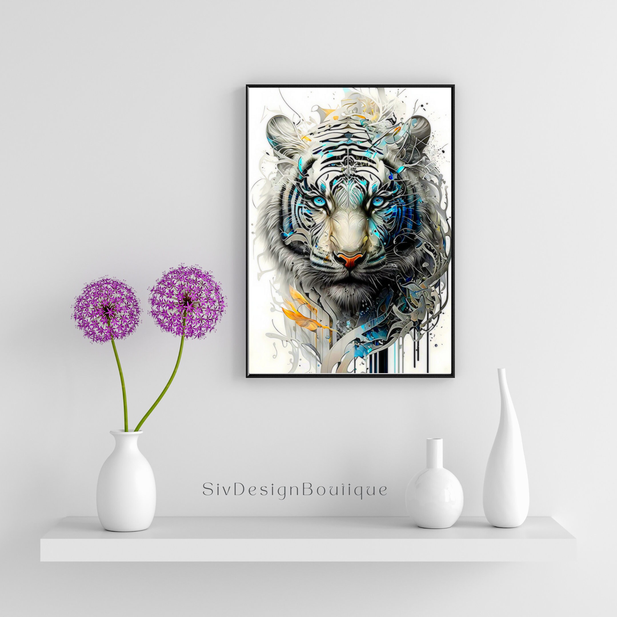 White Majestic Tiger | Tiger Creative Wall Decor | Printable AI ...