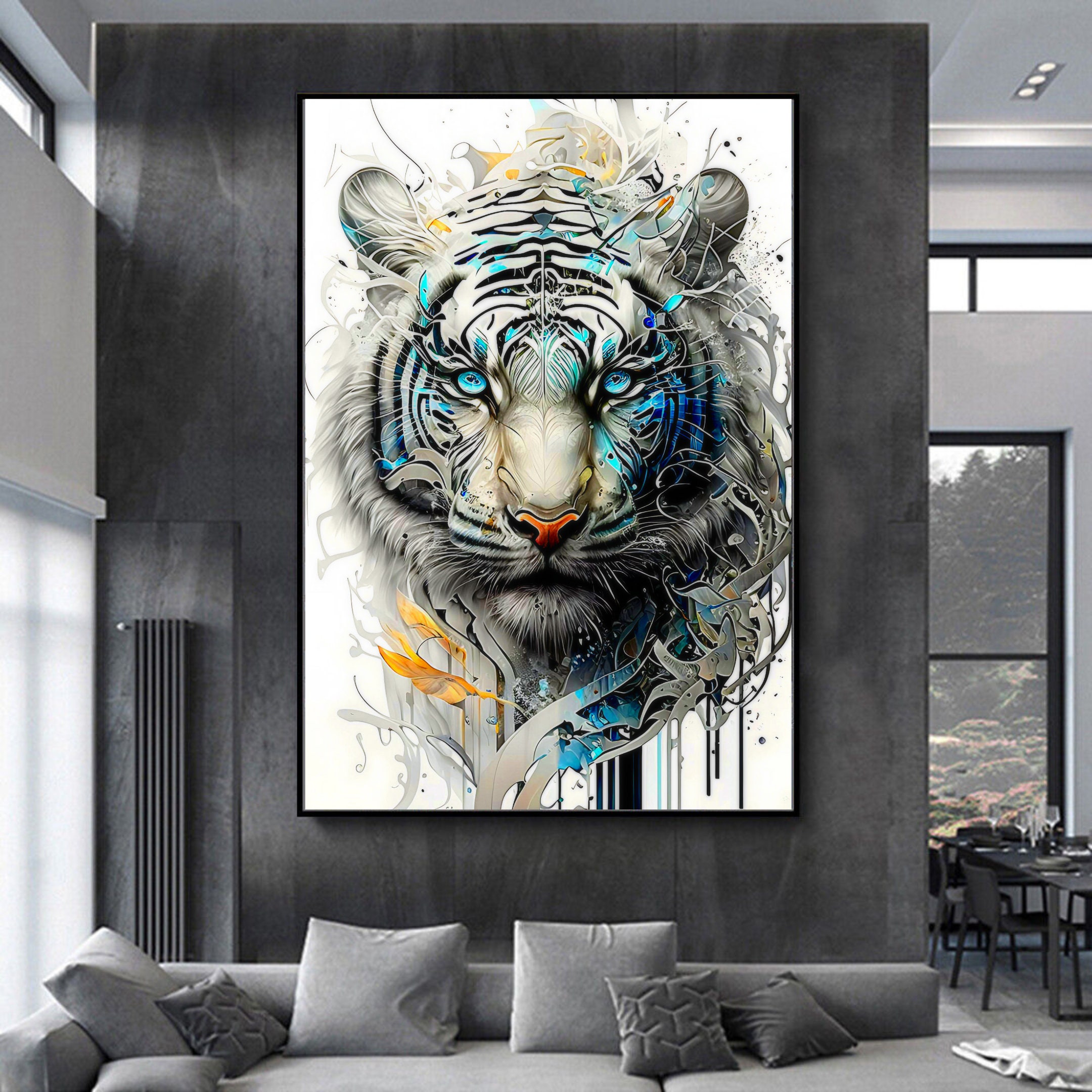 White Majestic Tiger | Tiger Creative Wall Decor | Printable AI ...