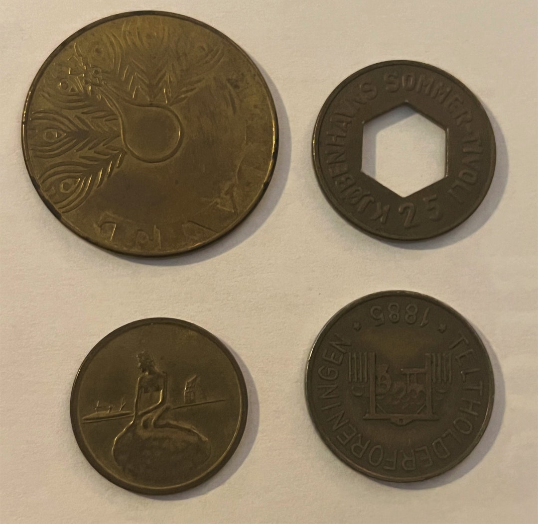 Vintage Lot of 4 Rare Tokens From Copenhagen Denmark. Tivoli Gardens ...