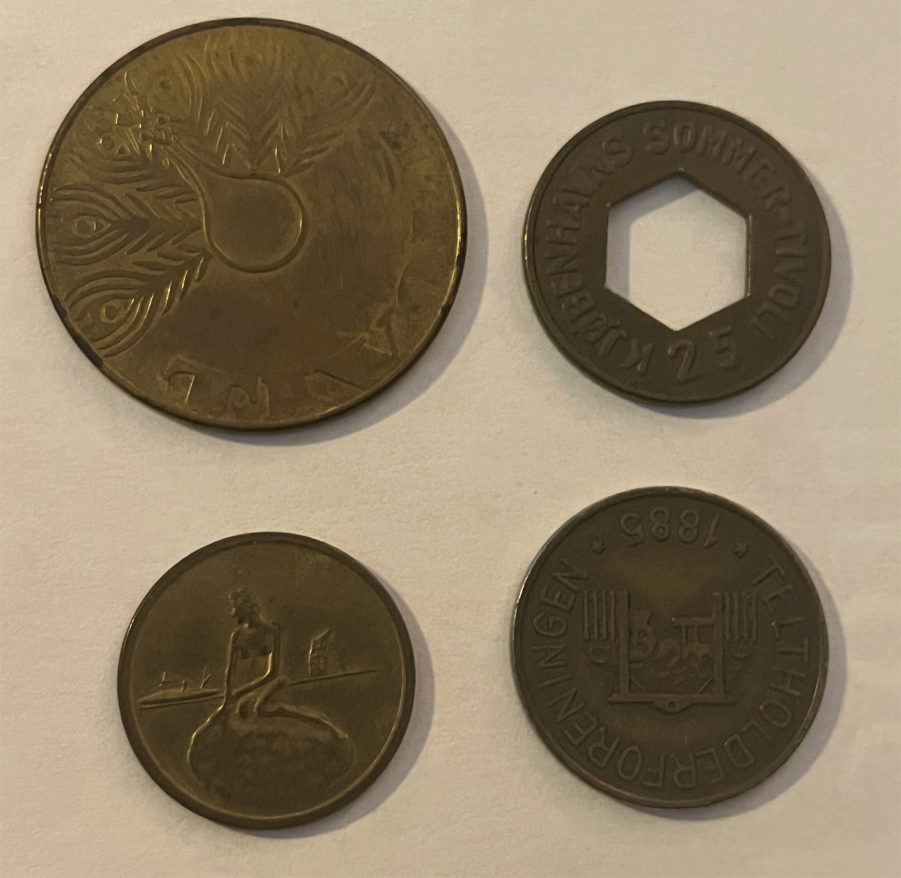 Vintage Lot of 4 Rare Tokens From Copenhagen Denmark. Tivoli Gardens ...