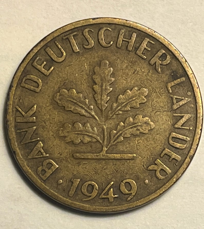 Rare German 10 Pfennig Coins - 1949 Bank Deutsche Lander - KM#103 ...