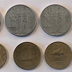 Italian Lire Coins 10, 100, 200 and 500L From 1954-1992; Including ...