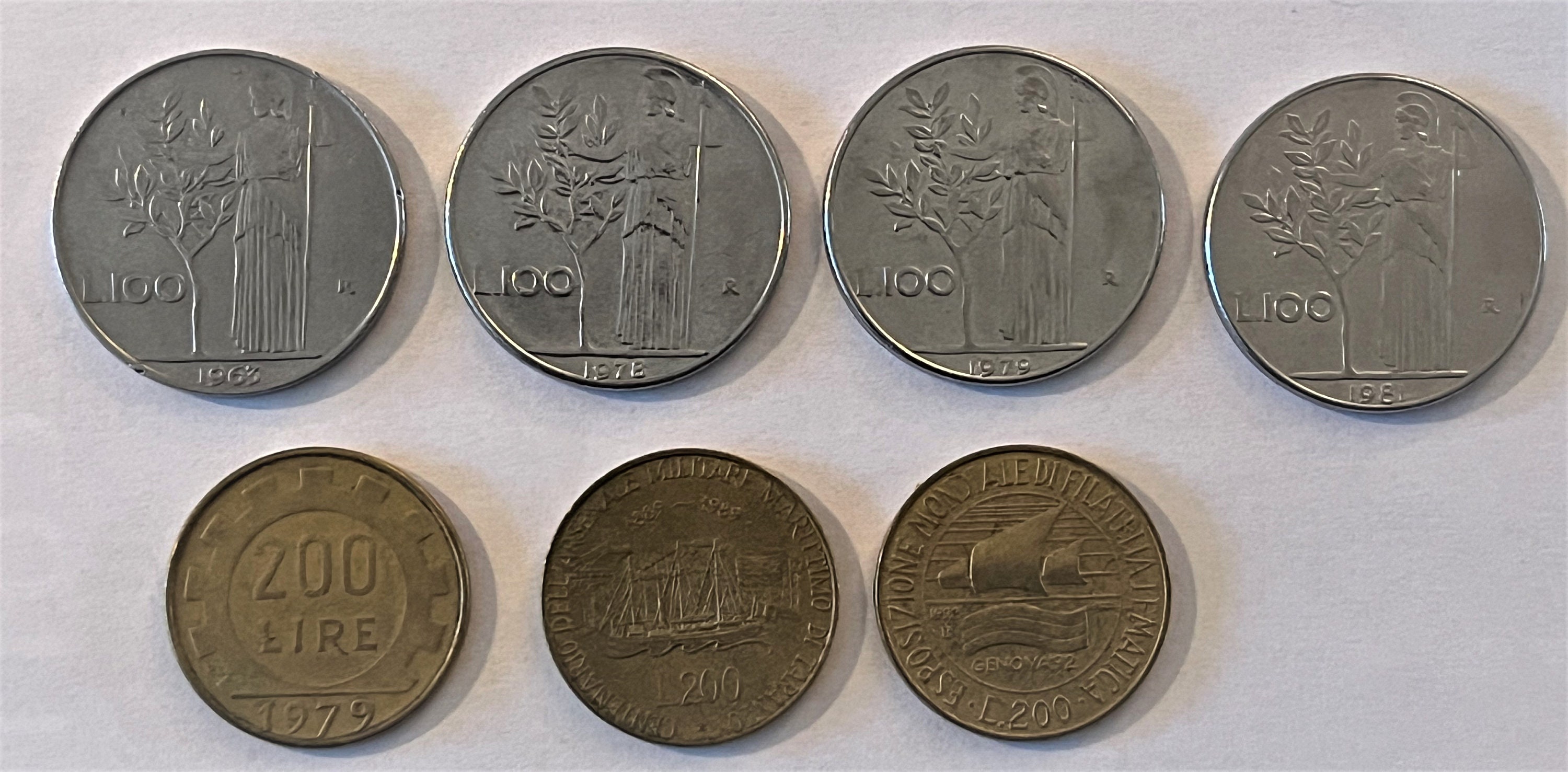 Italian Lire Coins 10, 100, 200 and 500L From 1954-1992; Including ...