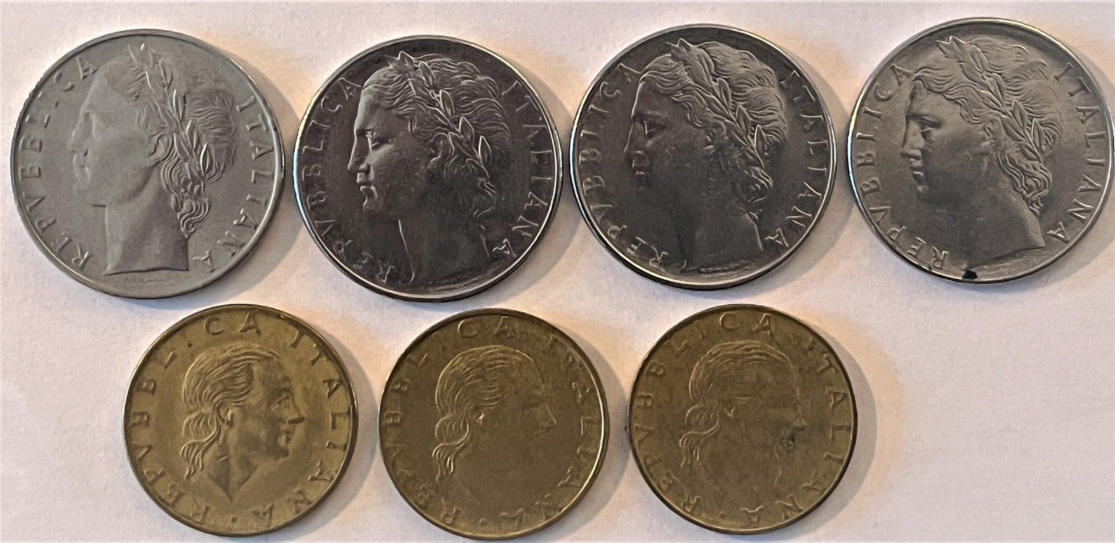 Italian Lire Coins 10, 100, 200 and 500L From 1954-1992; Including ...