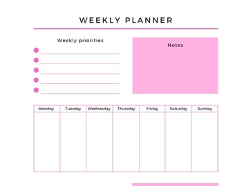 Pink Weekly Planner Printable Instant Download - Etsy