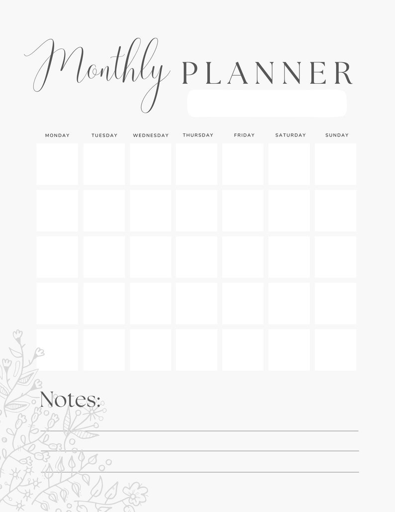 Digital Monthly Calendar Download - Etsy