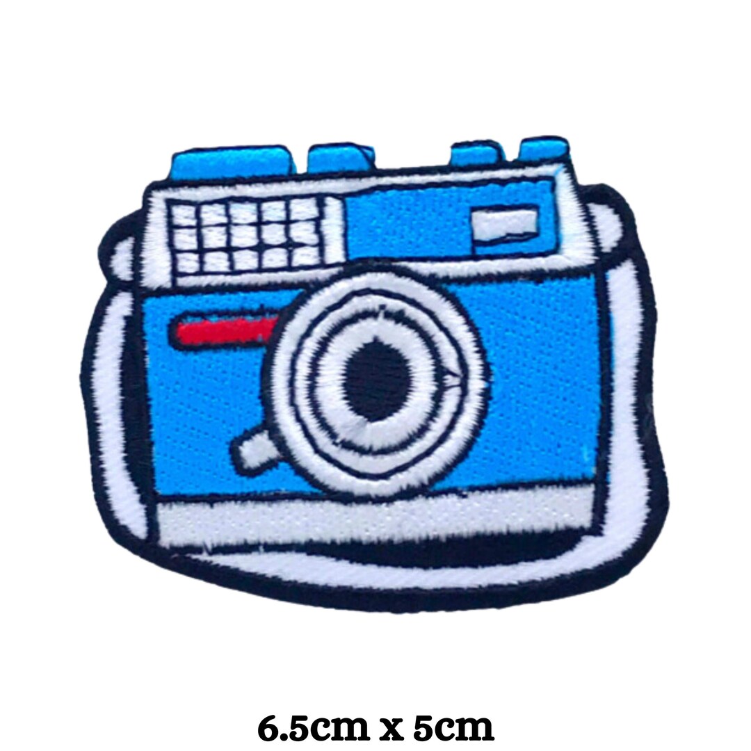 Blue Old Camera Embroidery Patch Iron on Sew on Badges Applique Jacket ...