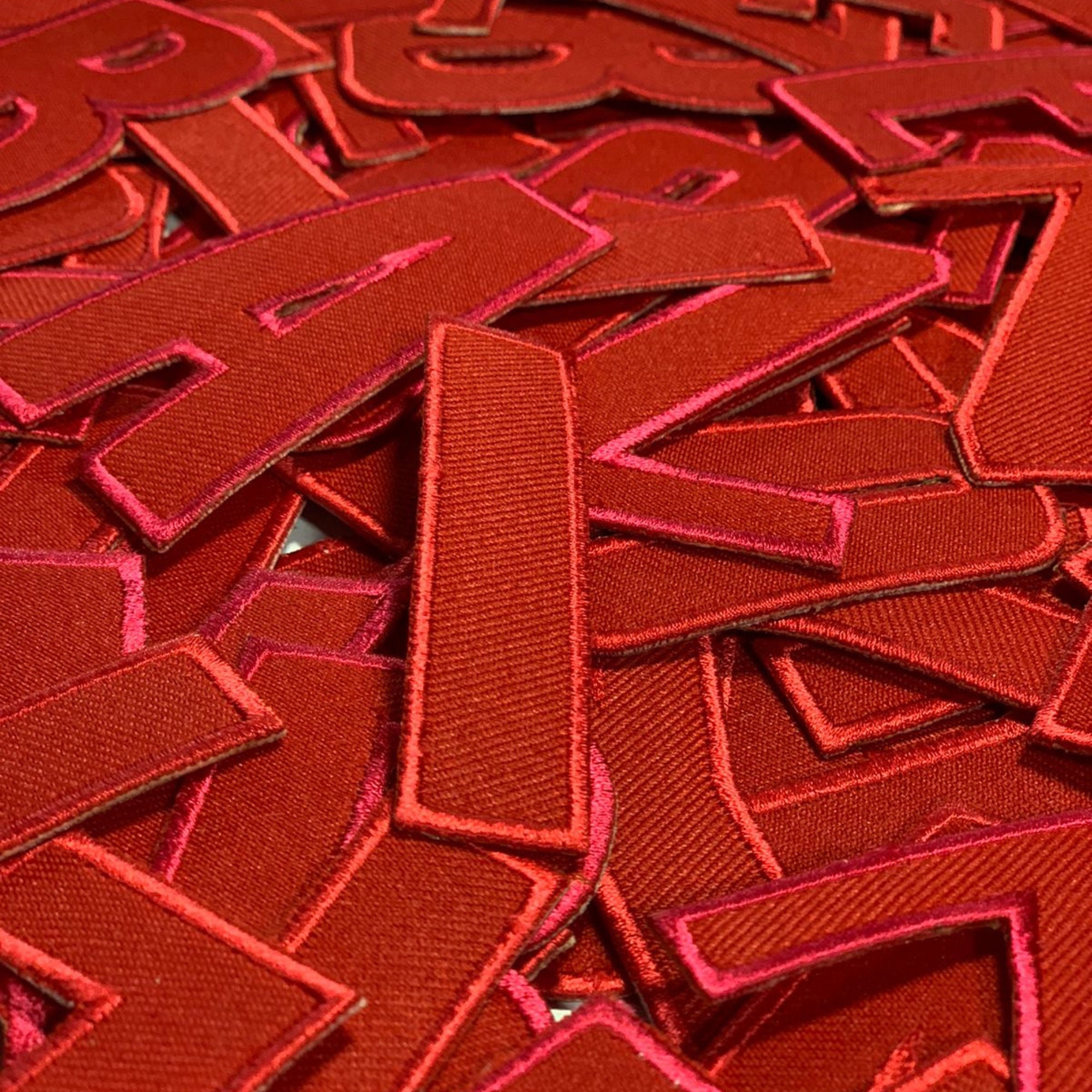 Red Embroidered Letter Patches Iron on Badge Alphabet Words Clothes ...