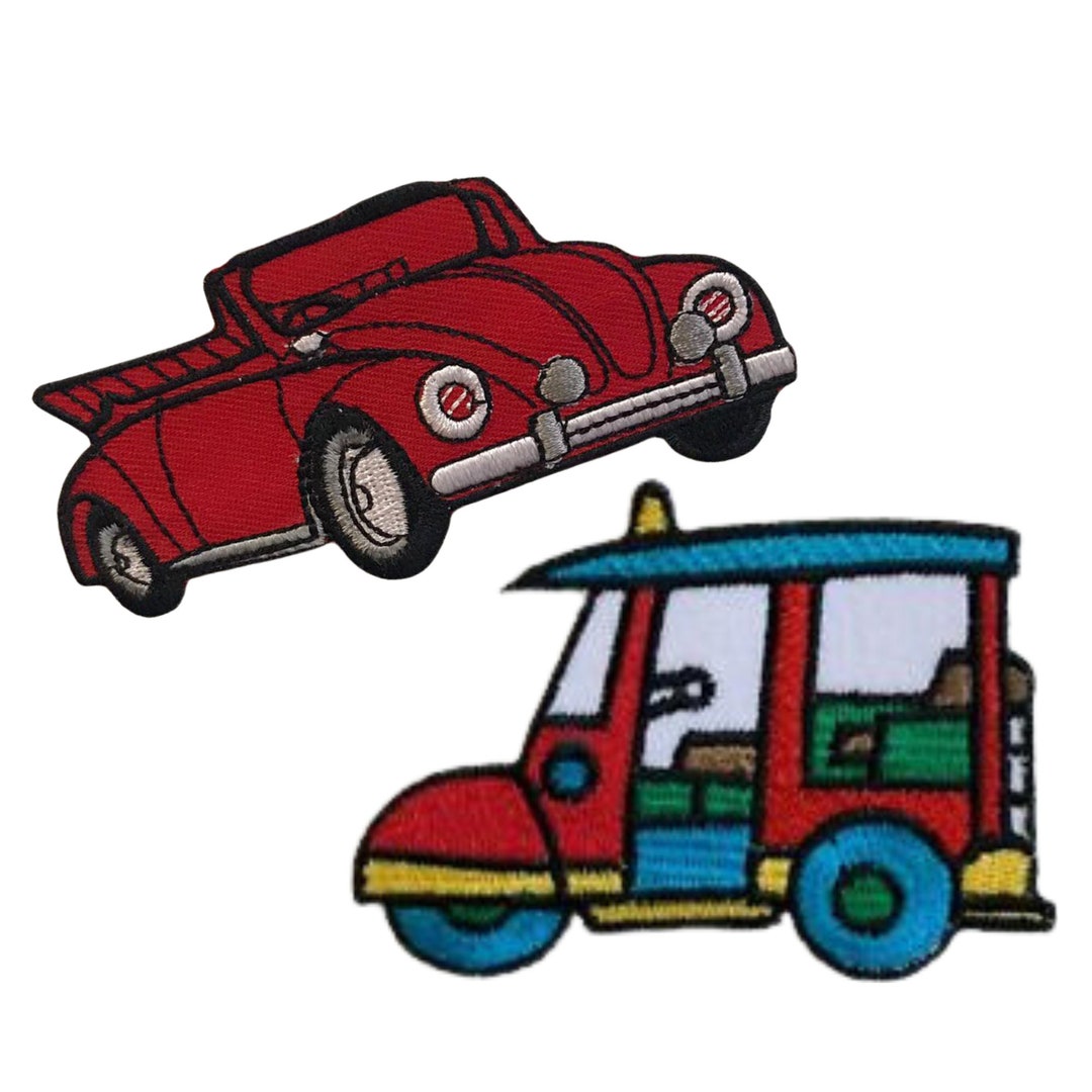 Tuk Tuk Taxi Travel and Beetle Car Iron on Patch Embroidered Sew on ...