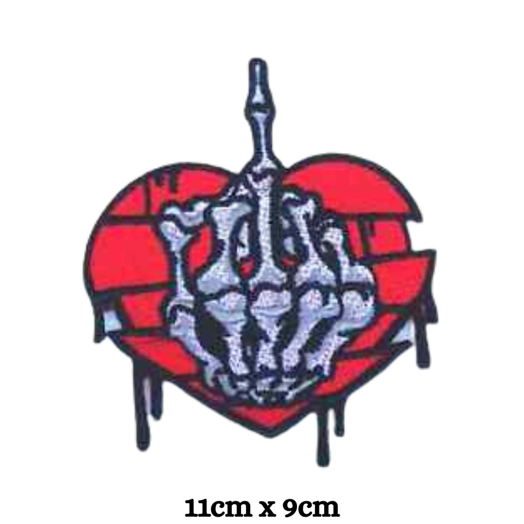 Heart With Middle Finger Embroidery Patch Iron on Sew on Badges ...
