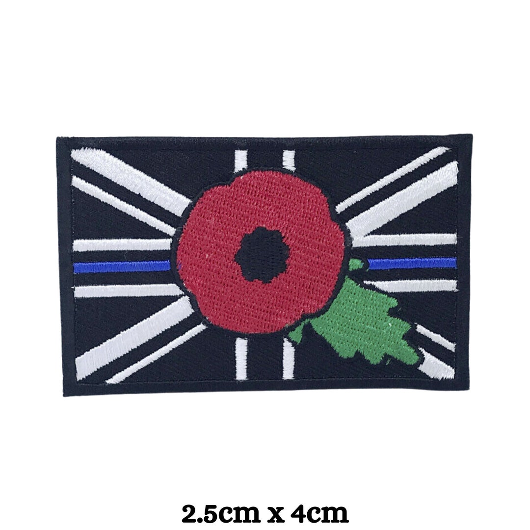 Union Jack Poppy Embroidery Patch Iron on Sew on Badges Applique Jacket ...