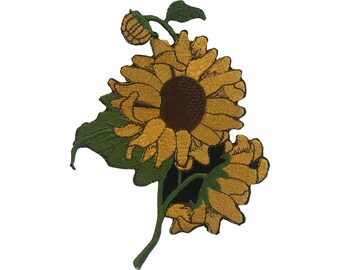 Sunflower Embroidered Iron / Sew on Patch Dress Jeans Flower Embroidery ...
