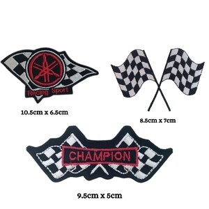 Champions Racing Sport Chequered Iron on Patch Embroidered Sew on ...
